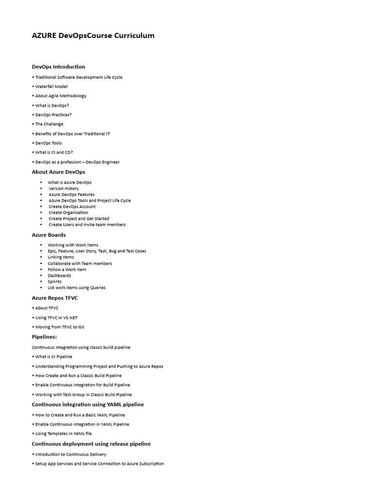 AZURE DevOpsCourse Curriculum | PDF | Software Development Process ...