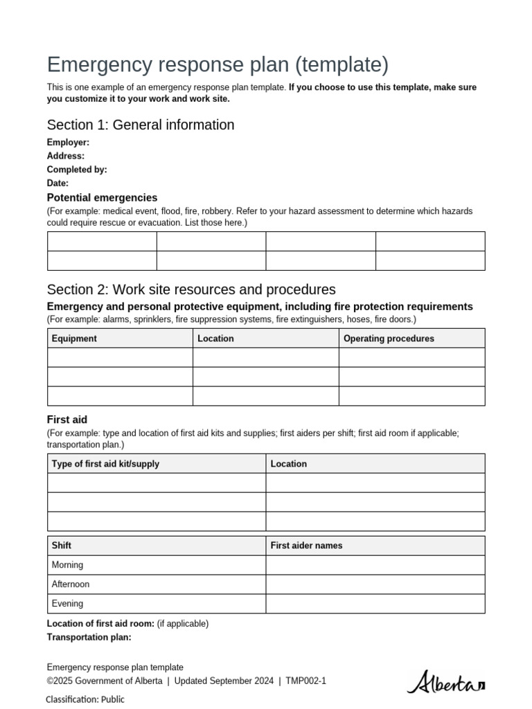 Emergency Response Plan Template | PDF | First Aid | Emergency