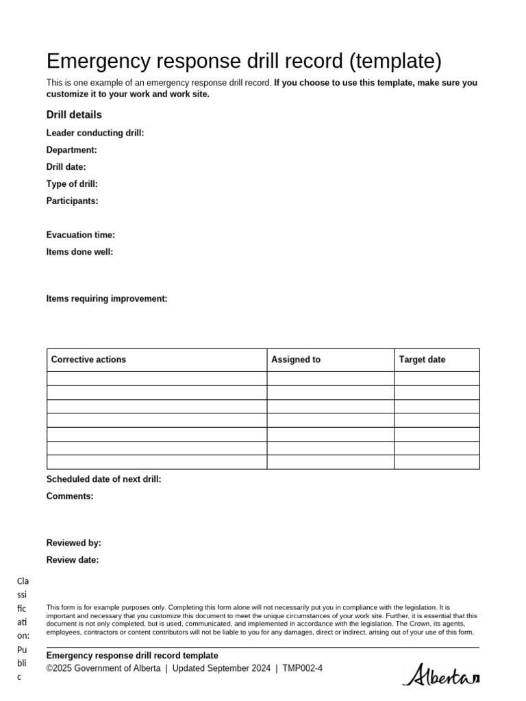 Emergency Response Drill Record Template | PDF