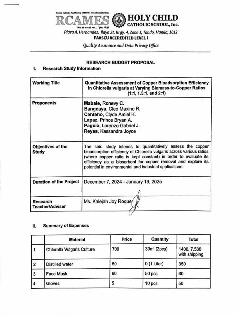 Signed Budget Form | PDF