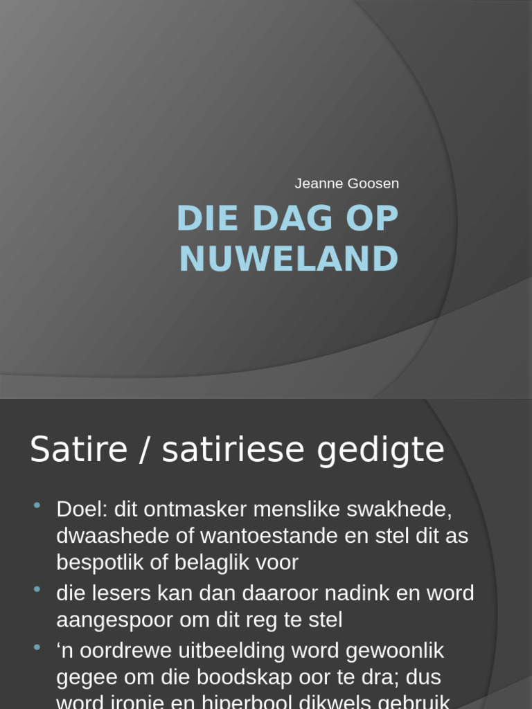 GEDIG 4 Die Dag Op Nuweland PP | PDF