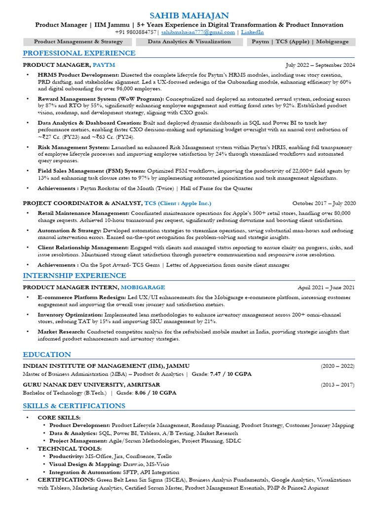 Sahib Mahajan - Product - v3 | PDF | Software Development Process ...