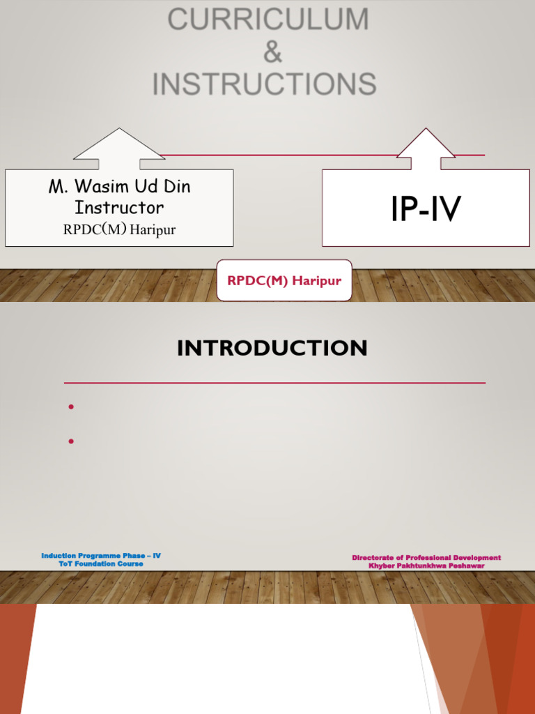 Curriculum & Instruction Sessions 1 To 3 by Wasim IPIV | PDF | Behaviorism | Pragmatism