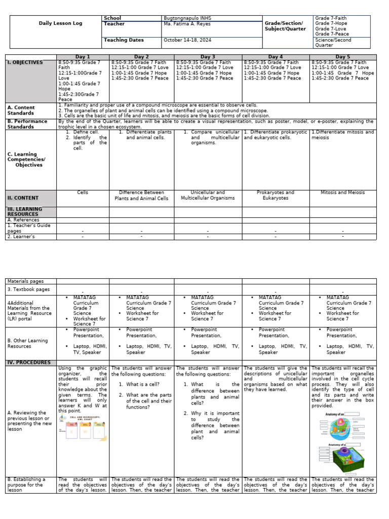 Grade 7 Science: Cells & Organisms Unit | PDF | Cell (Biology) | Eukaryotes
