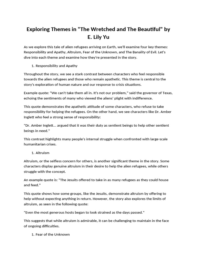 Themes Summary Wretched and Beautiful | PDF | Social Psychology ...