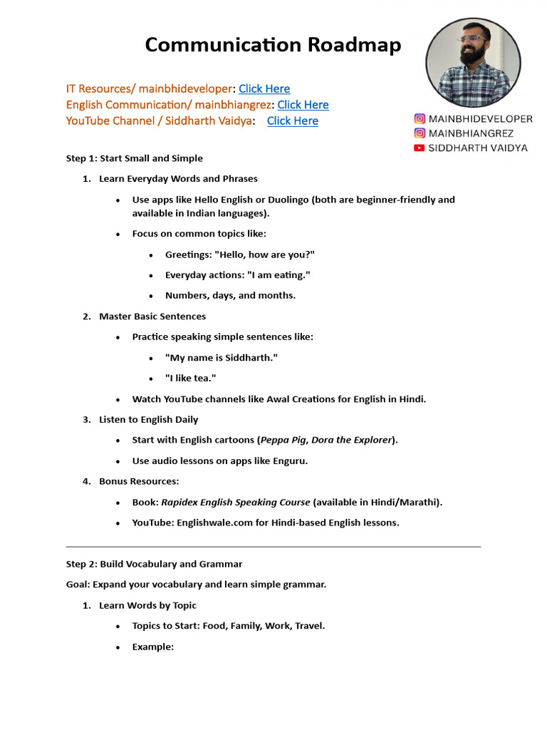 communication roadmap | PDF | English Language | Communication