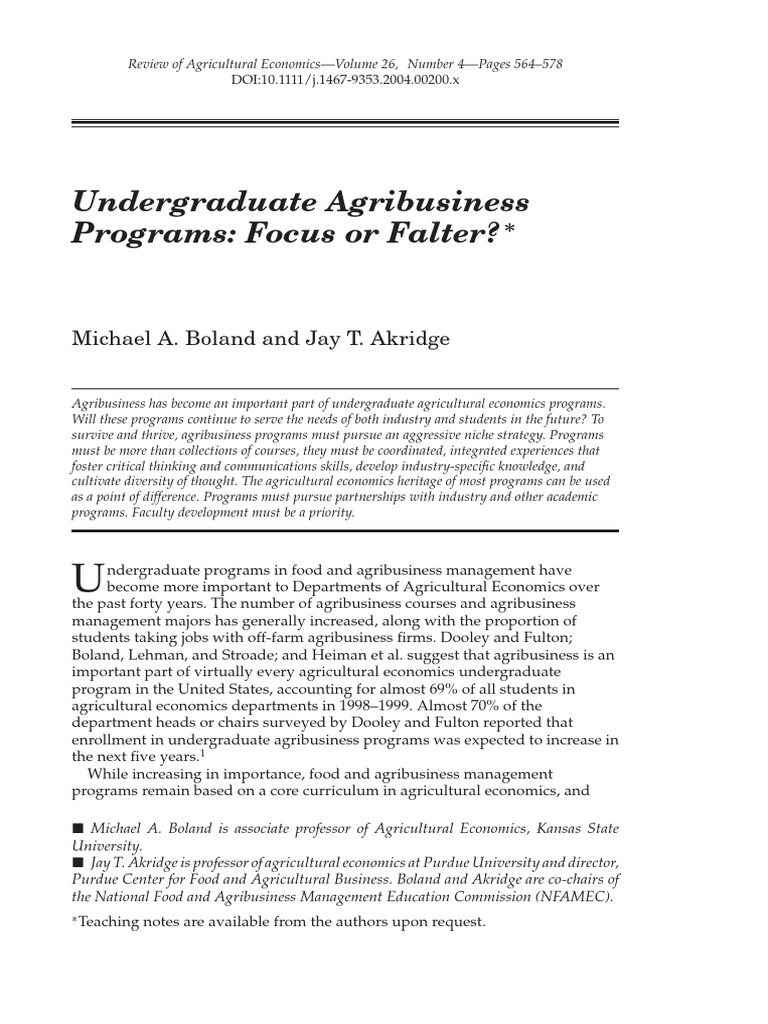 Agribusiness Programs-Focus or Falter | PDF | Agribusiness | Curriculum