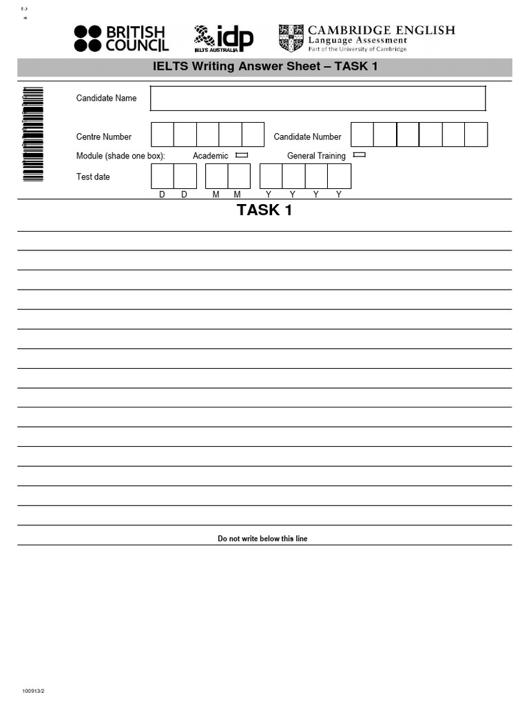 IELTS Writing Answer Sheet Template | PDF