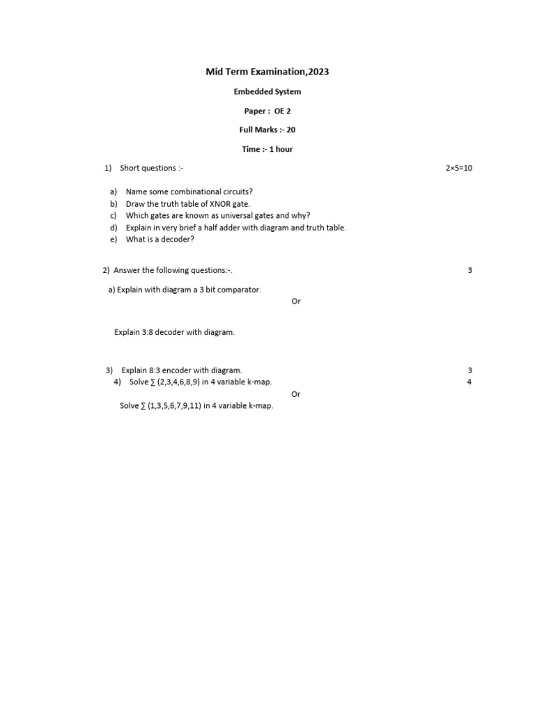 DLD Mid Term Ques 2023 | PDF