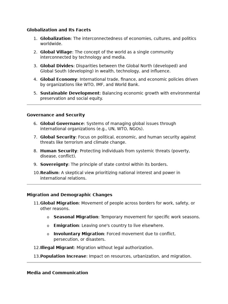 Globalization and Its Facets | PDF | Globalization | Human Migration