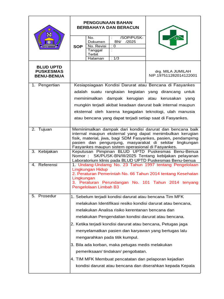 SOP Penanganan Bencana | PDF