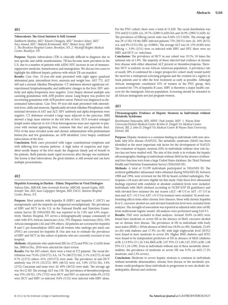 Tuberculosis The Great Imitator Is Still Around .401 | PDF | Hepatitis ...