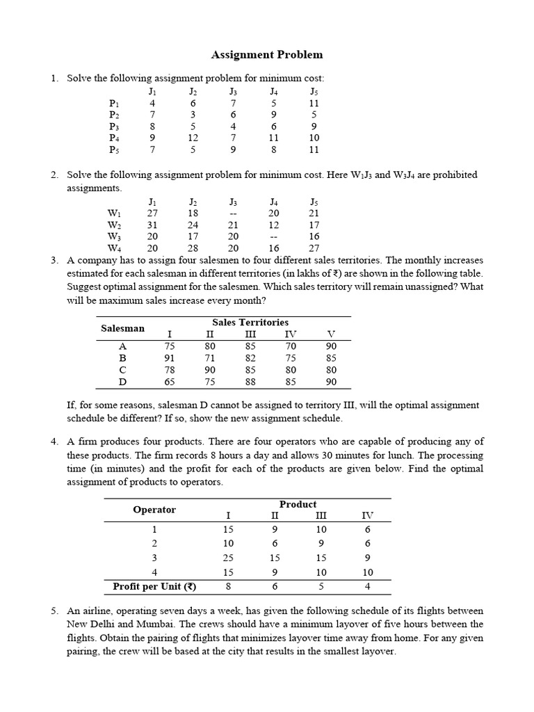 Assignment and Transportation Problems | PDF | Algorithms | Applied Mathematics