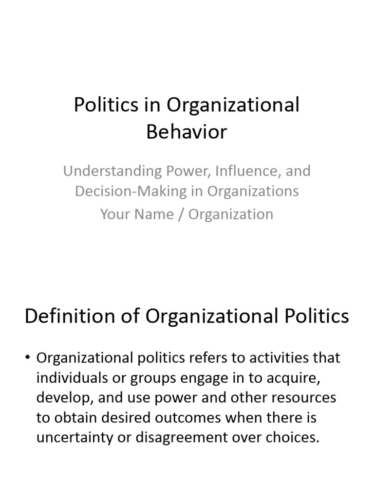 Understanding Organizational Politics | PDF | Power (Social And ...