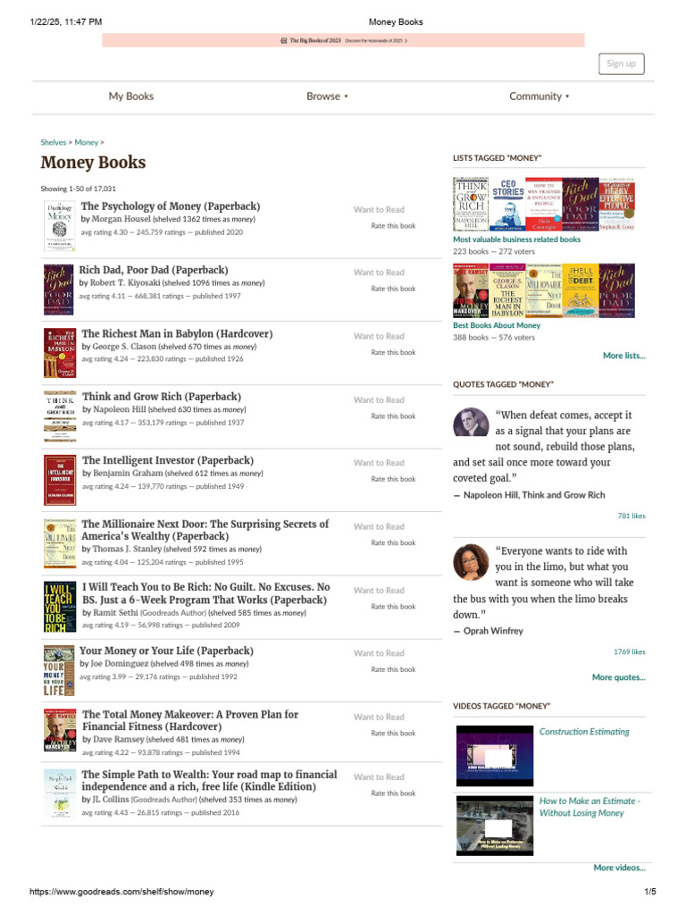 Best Money Books for Financial Success | PDF
