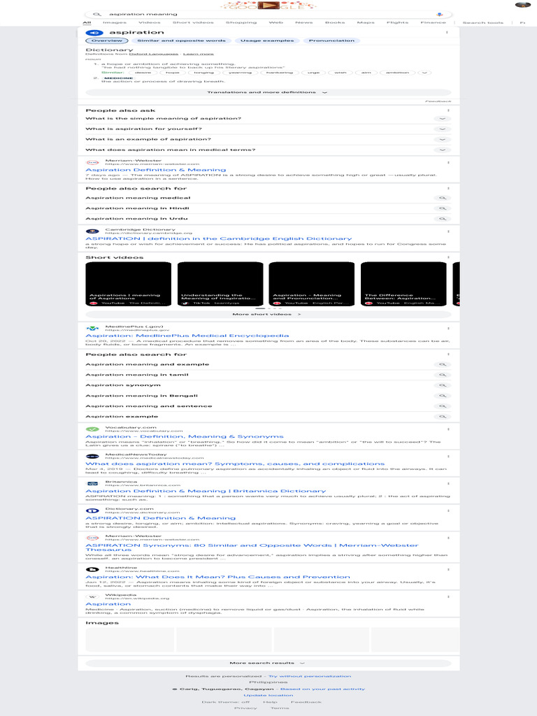 Aspiration Meaning and Definition | PDF | English Language | Dictionary