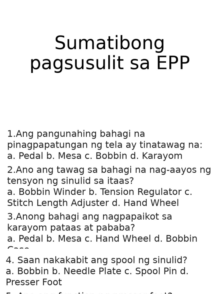Sumatibong Pagsusulit Sa EPP 3rd Quarter | PDF