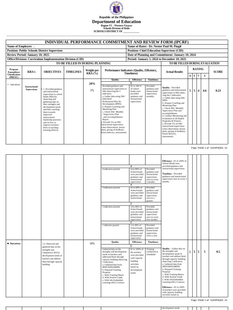 PSDS - Ipcrf 2024 V3 | PDF | Mentorship | Business