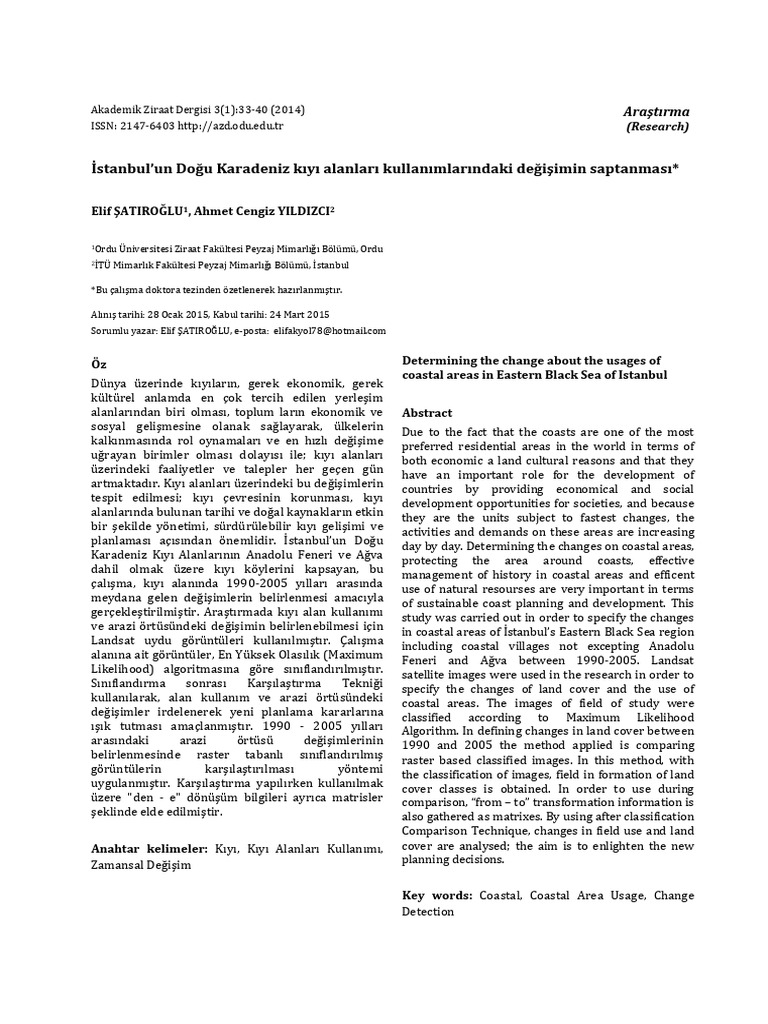 Stanbul - Un Do - U Karadeniz K - y - Alanlar - Kullan - Mlar - Ndaki de - I - Imin Saptanmas ...