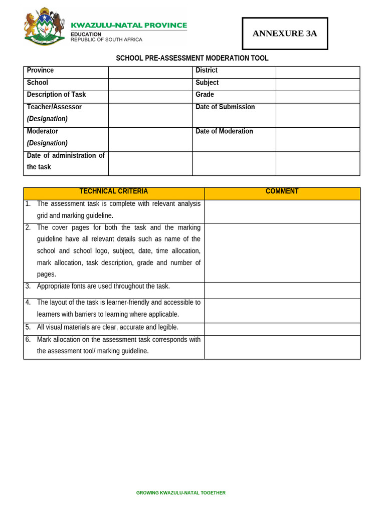 Final Pre-Assessment Moderation Tool 27-11-24 | PDF | Human ...