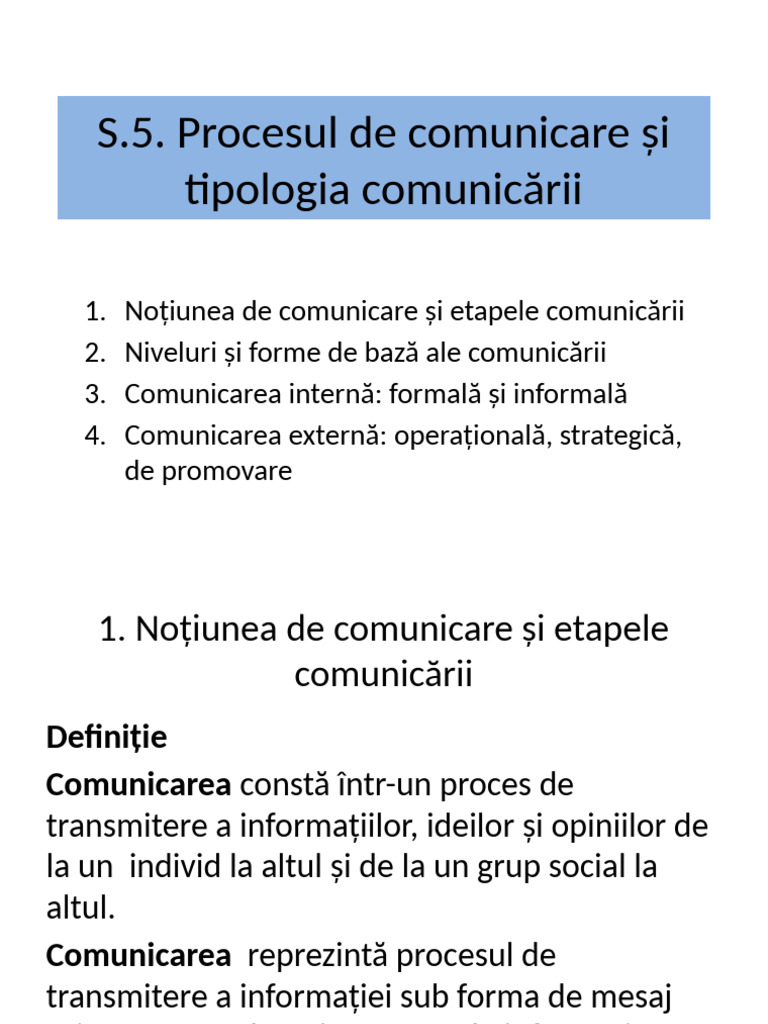 Comunicare - Tipologia Comunicarii | PDF