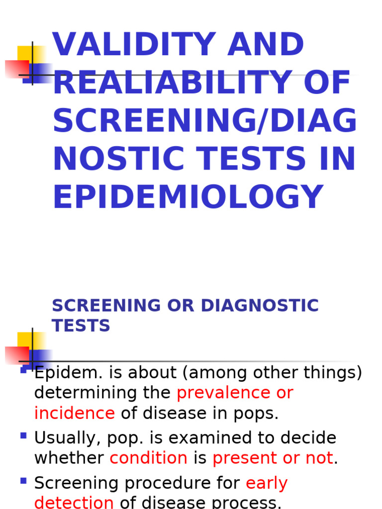 VALIDITY OF SCREENING TEST Finalist | PDF | Sensitivity And Specificity ...