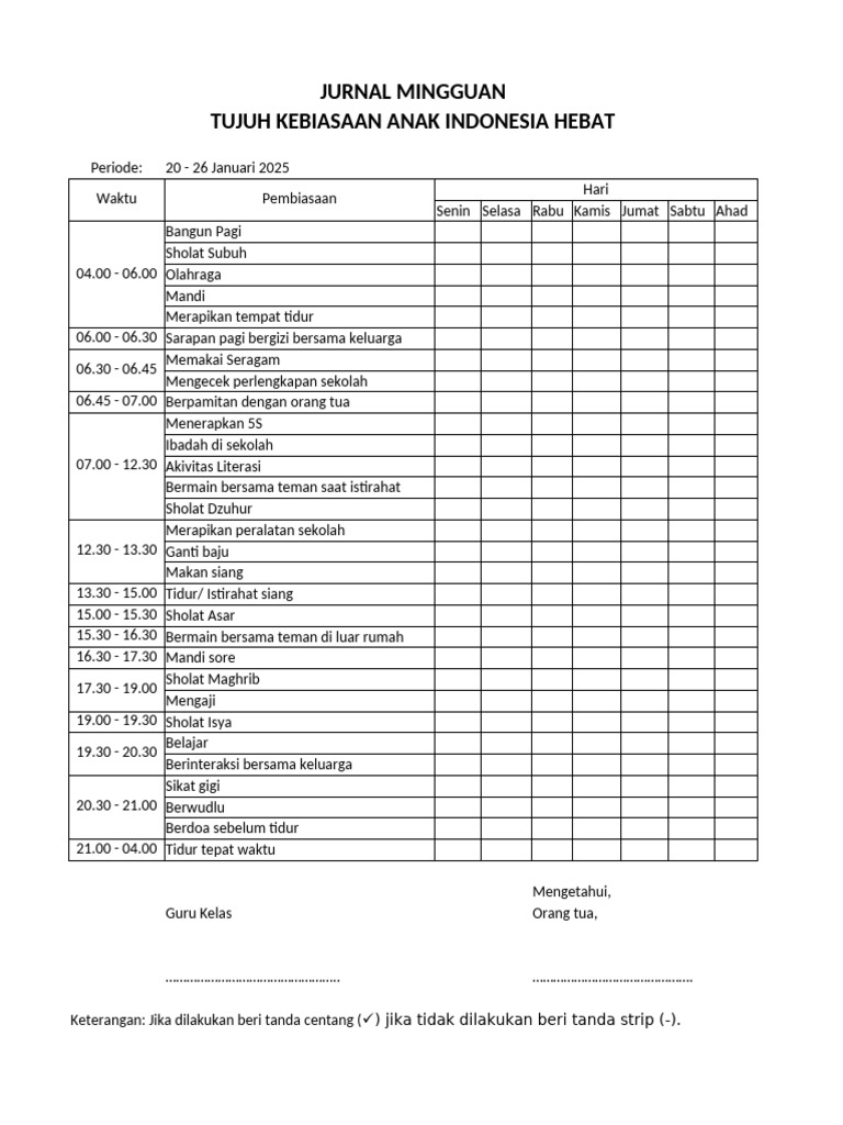 Contoh Jurnal Harian | PDF