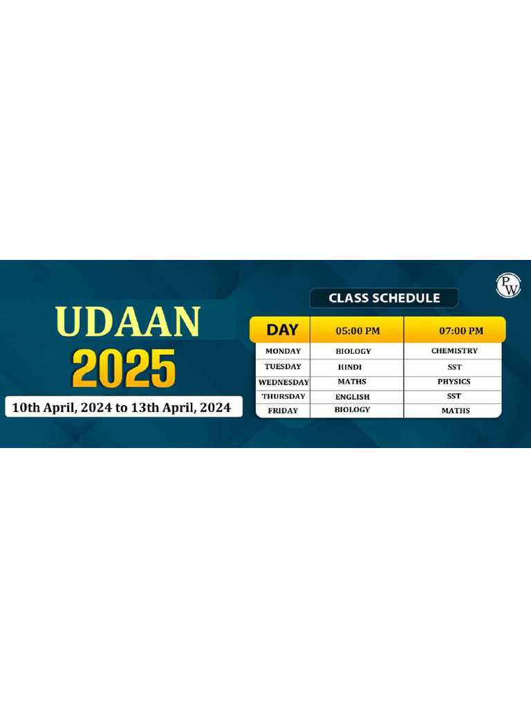 Class Schedule - PDF Only - Udaan 2025 | PDF