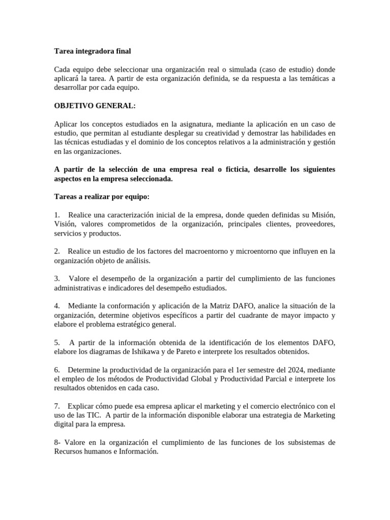 Tarea Integradora Final | PDF | Business | Análisis FODA