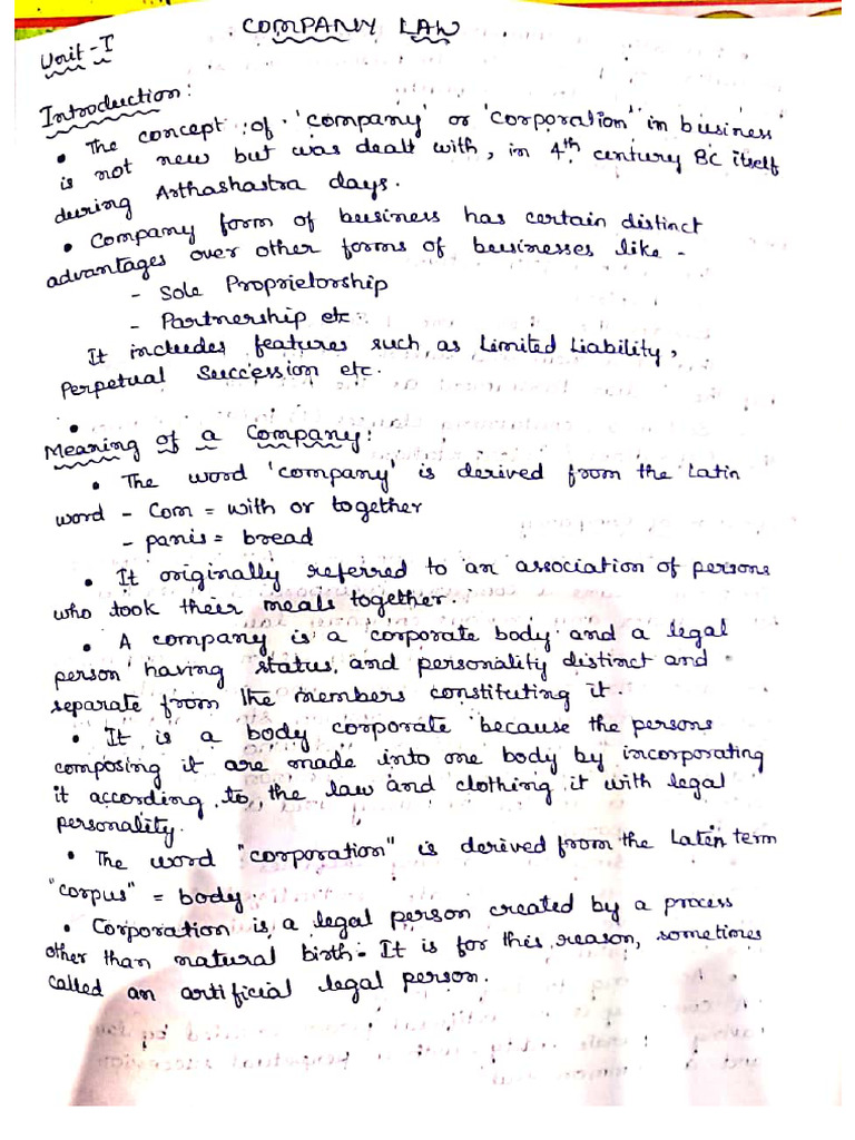 Company law handwritten notes | PDF Company law handwritten notes | PDF