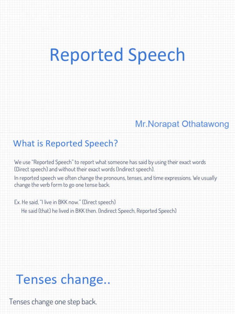 Reported Speech Pdf Question Linguistics