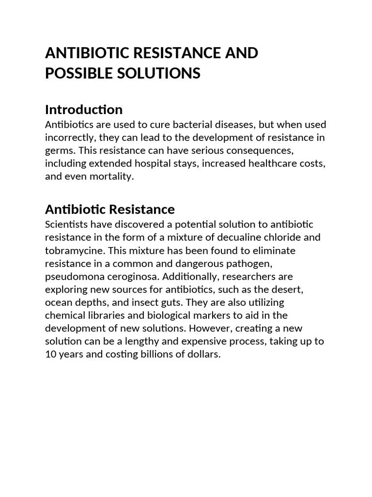 Antibiotic Resistance Solutions | PDF