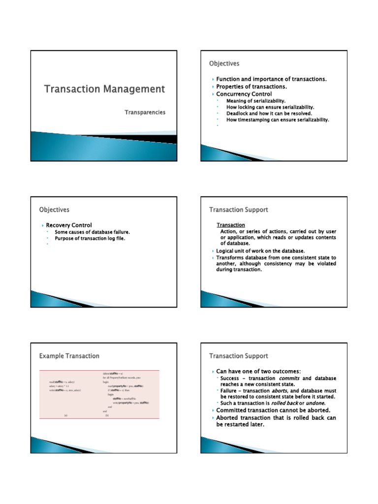Lecture 10 Transaction Mgmt New Pdf Database Transaction Databases