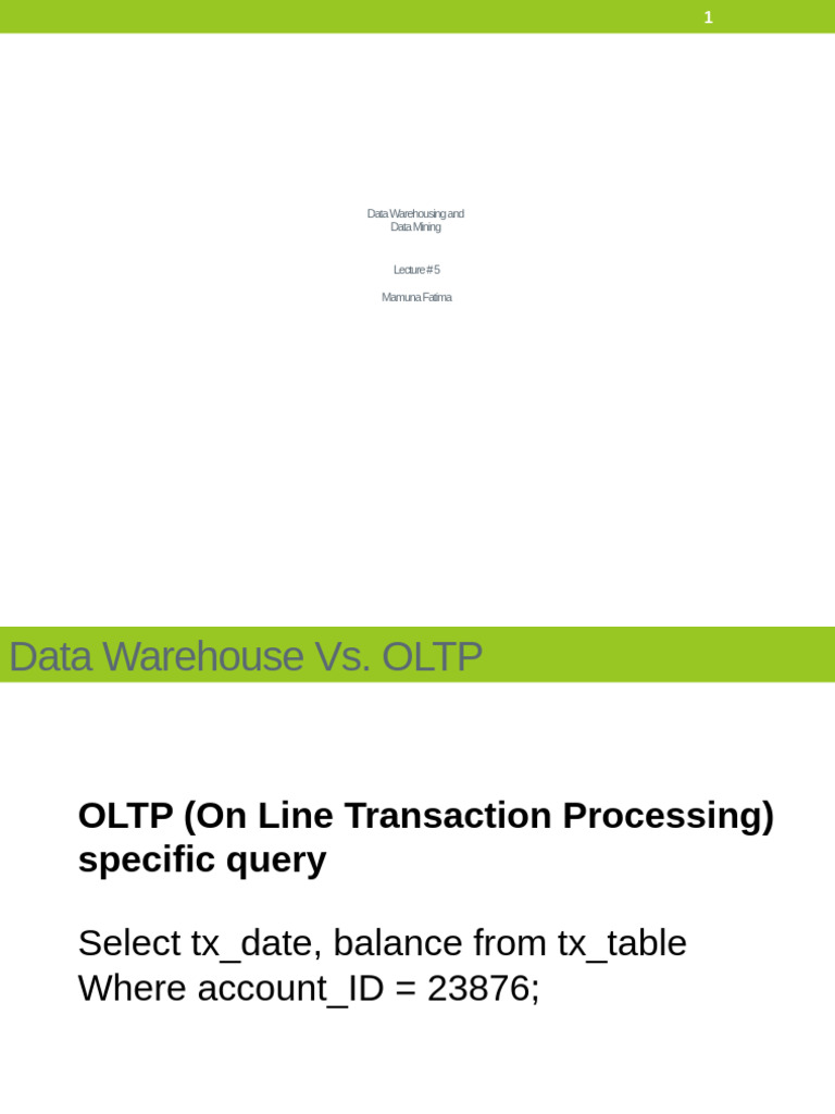 DWH - Lecture 05 | PDF | Data Warehouse | Data Management