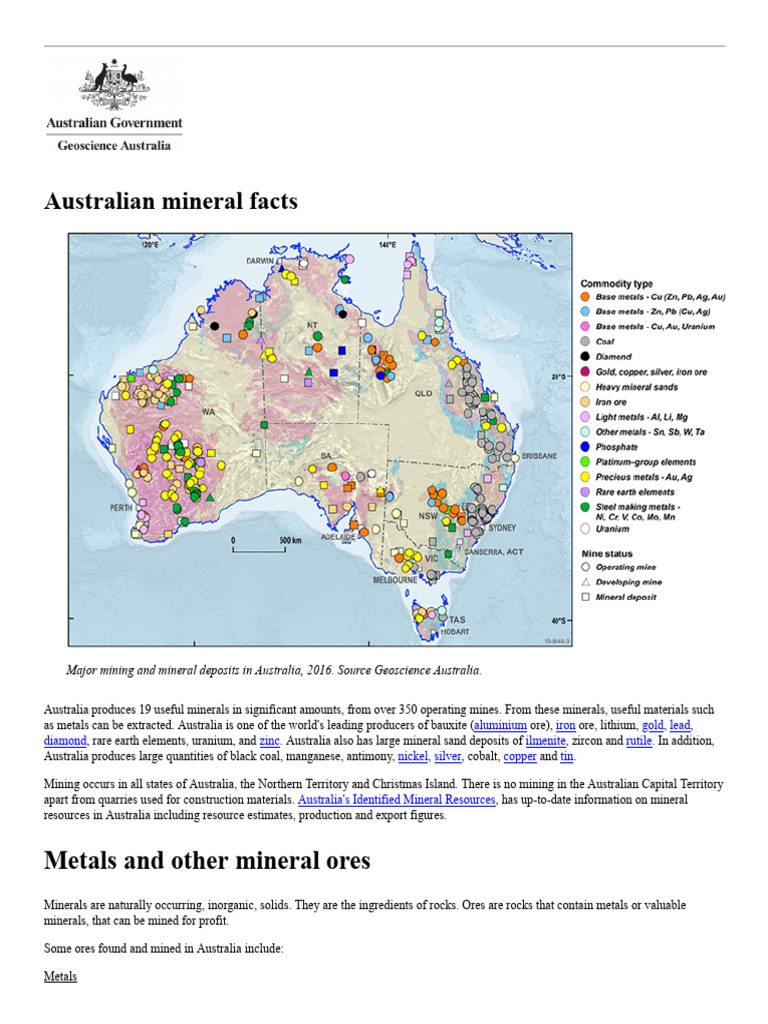 Australian mineral facts _ Geoscience Australia | PDF | Ore | Minerals