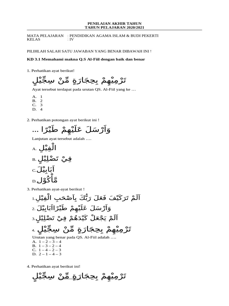 Soal Pat Pai KLS 4 | PDF
