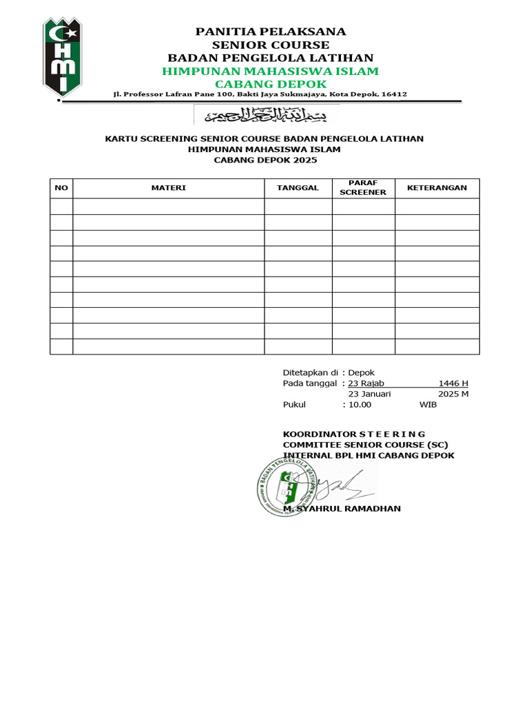 Kartu Screening | PDF