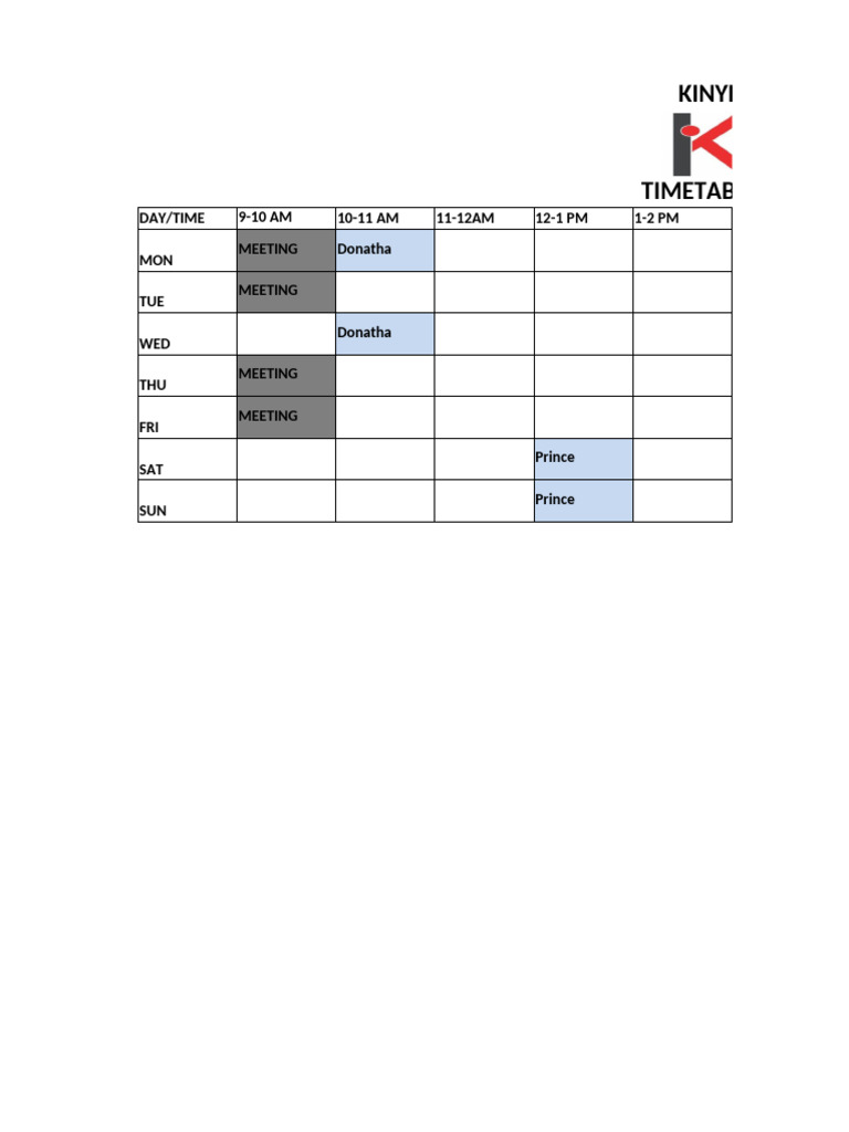 Kinyerezi Timetable | PDF