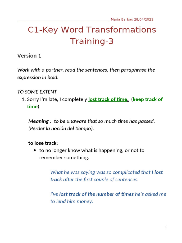 C1 Key Word-Transformations Training - 3 | PDF