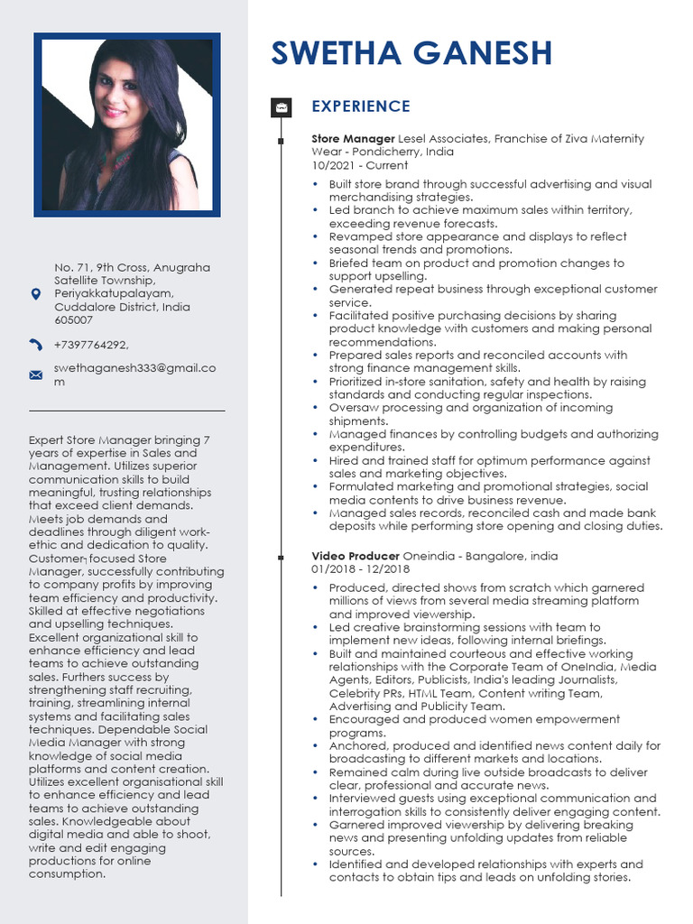 Swetha Ganesh Resume 2023 | PDF | News | Marketing