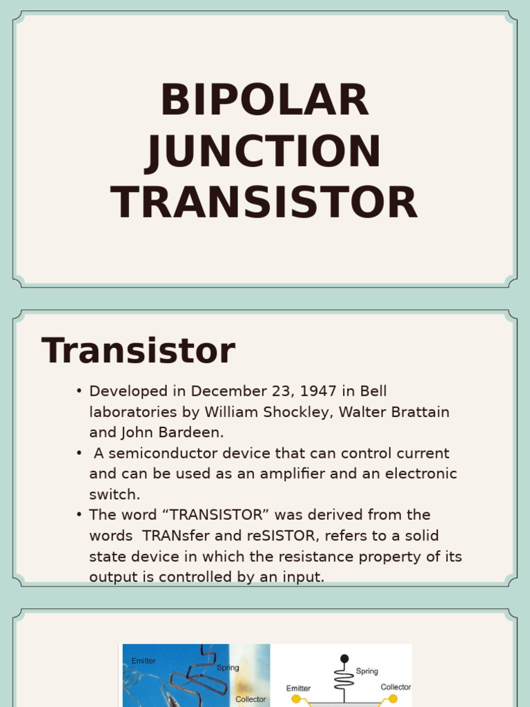 Bipolar Junction Transistor | PDF