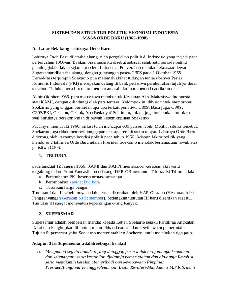 Sistem Dan Struktur Politik Orba | PDF