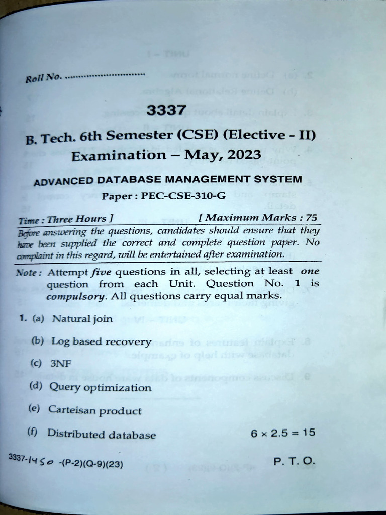 ADBMS previous year | PDF | Databases | Information Science