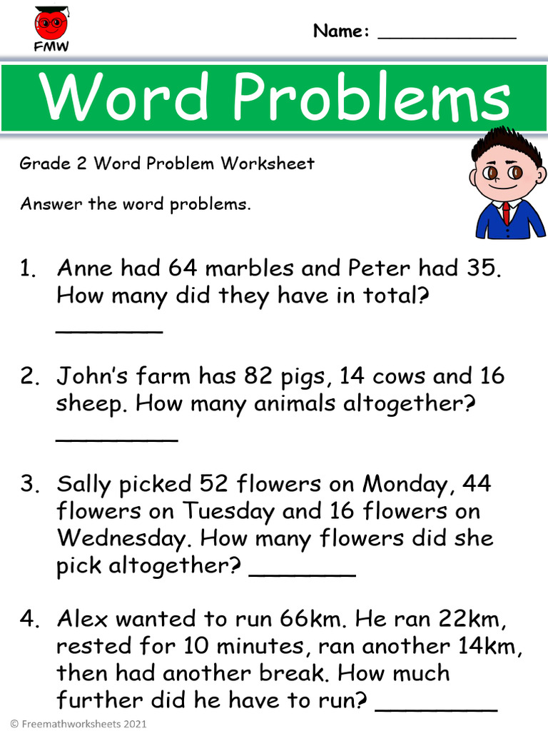 Grade 2 Addition Word Problems Worksheet 3 | PDF