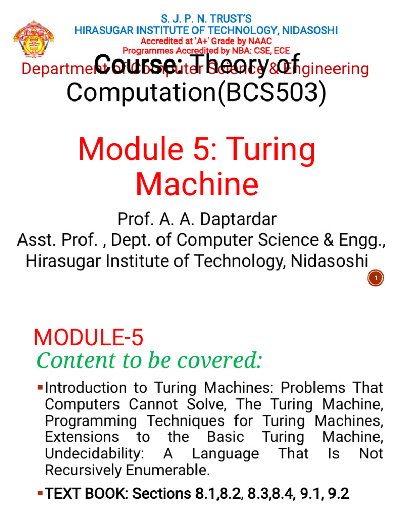 Module 5 TuringMachine | PDF | Time Complexity | Computational ... Module 5 TuringMachine | PDF | Time Complexity | Computational ...