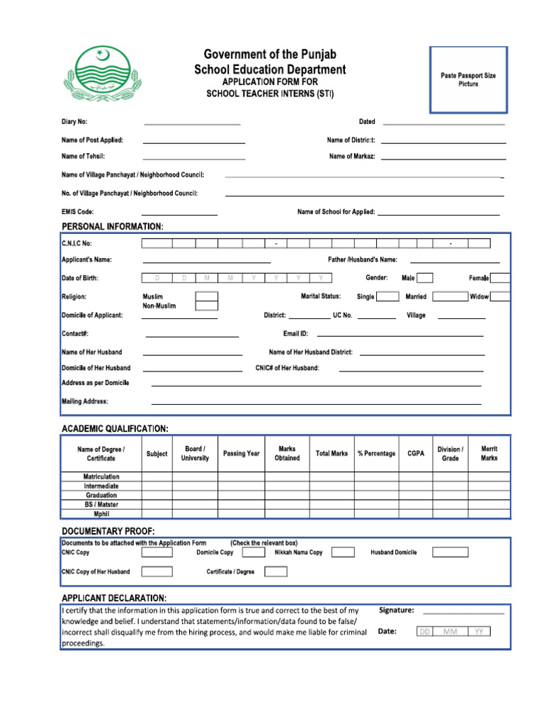 Application Form For School Teacher Interns Sti | PDF