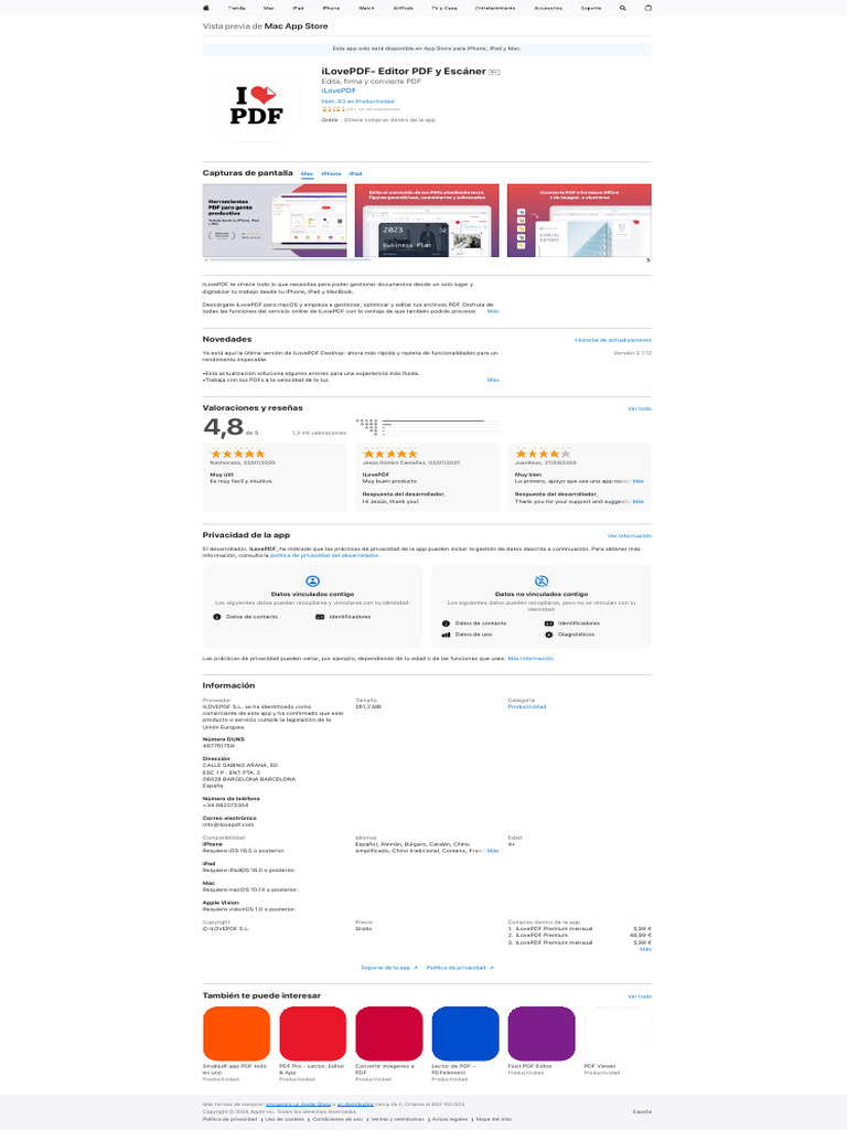 iLovePDF - Editor PDF y Escáner en App Store | PDF | Aplicación movil | Yo pad