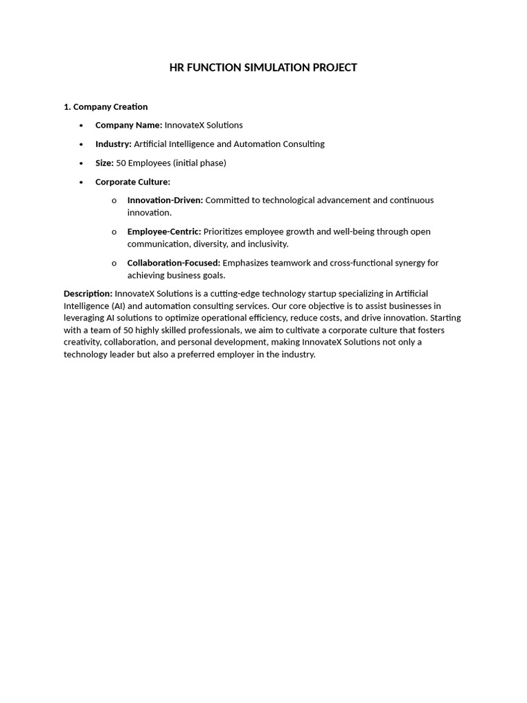 HRM - HR Function Simulation Project | PDF | Innovation | Recruitment