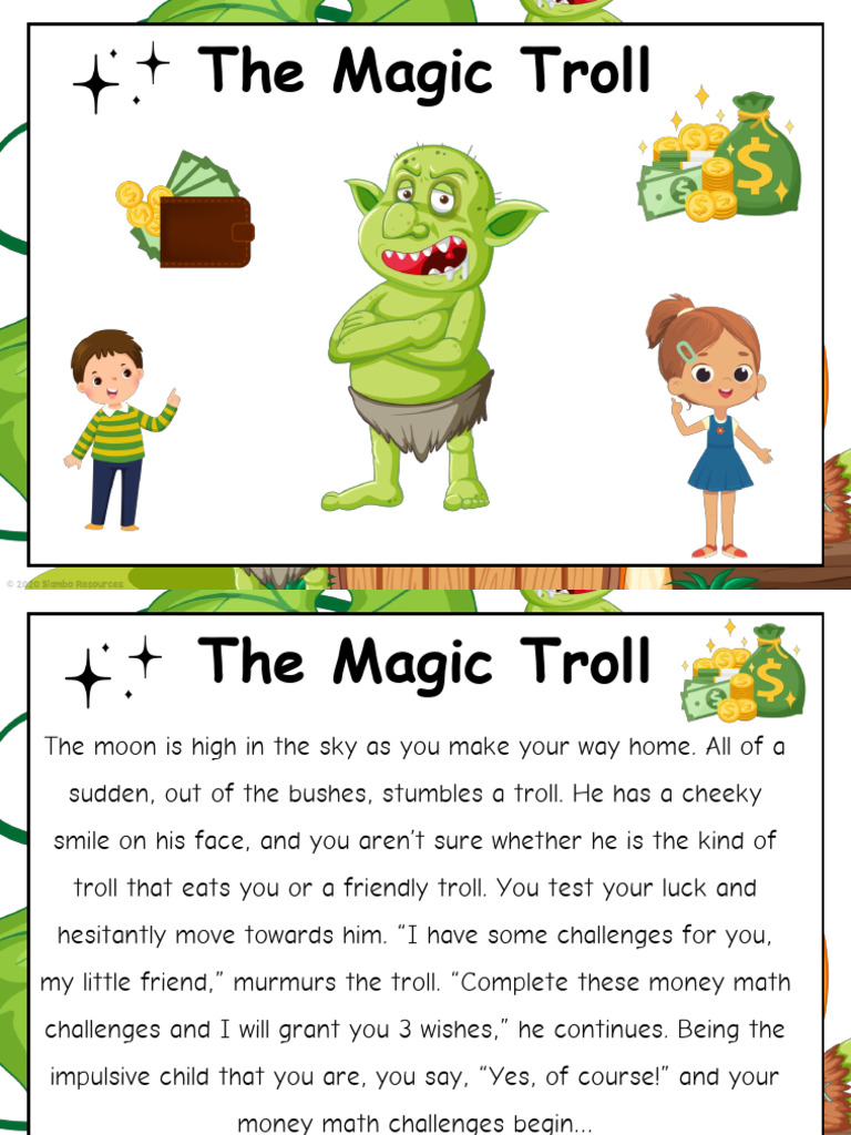 Money Math Challenges with a Troll | PDF | Cakes | Foods