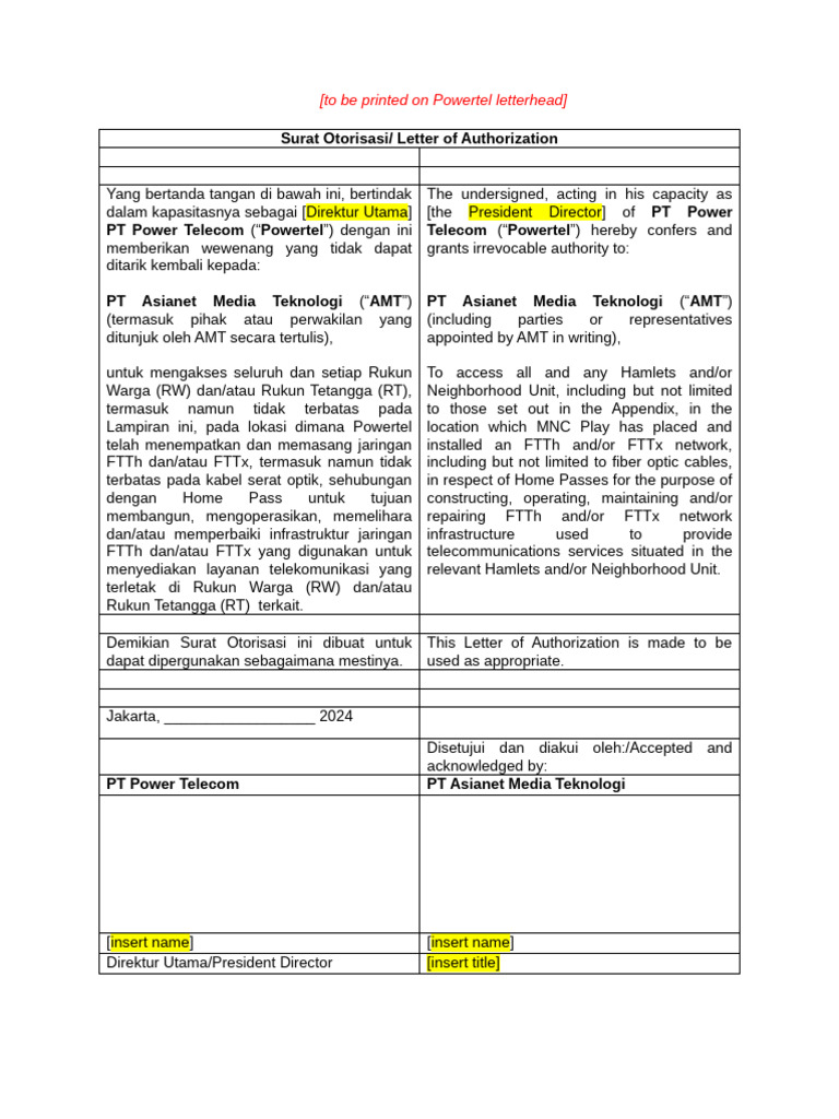 Otorisasi Powertel untuk AMT | PDF